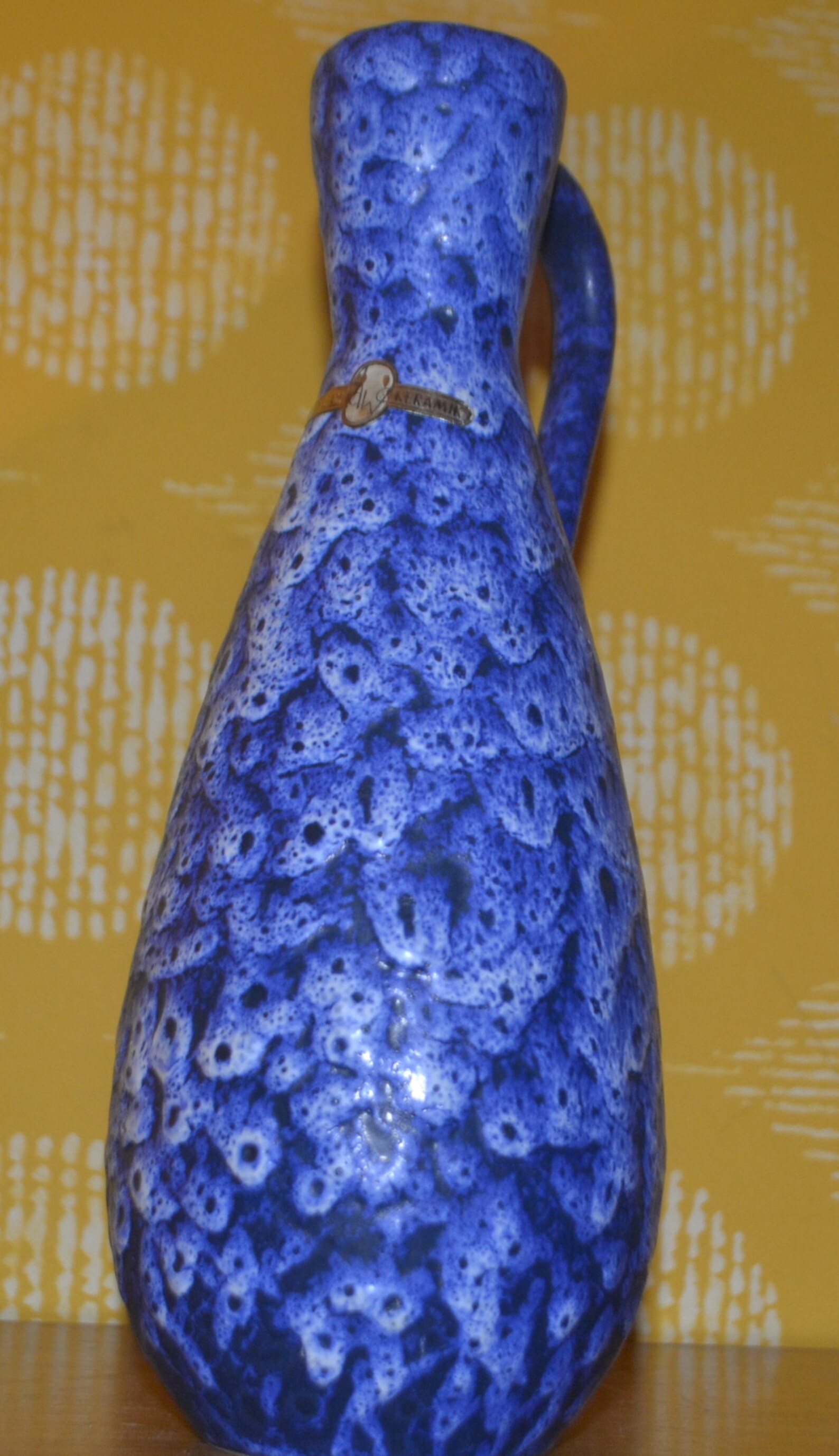 Vintage Ceramic Vase Blue 70s Retro Seventies Mid Century WGK Fat Lava ...