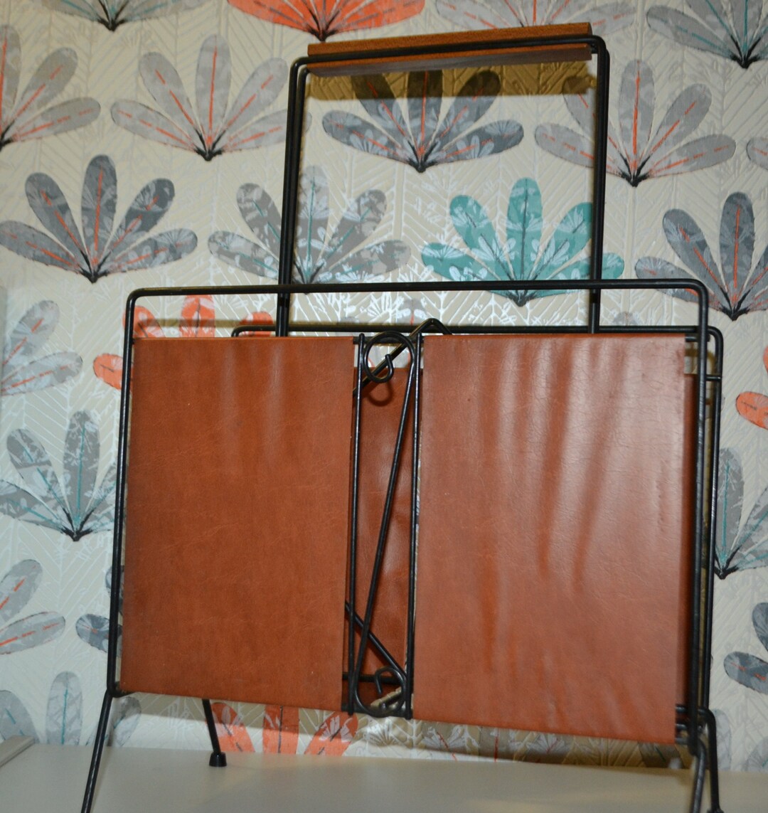 Beautiful Vintage Newspaper Stand 60s Metal/leather Retro Mid - Etsy UK