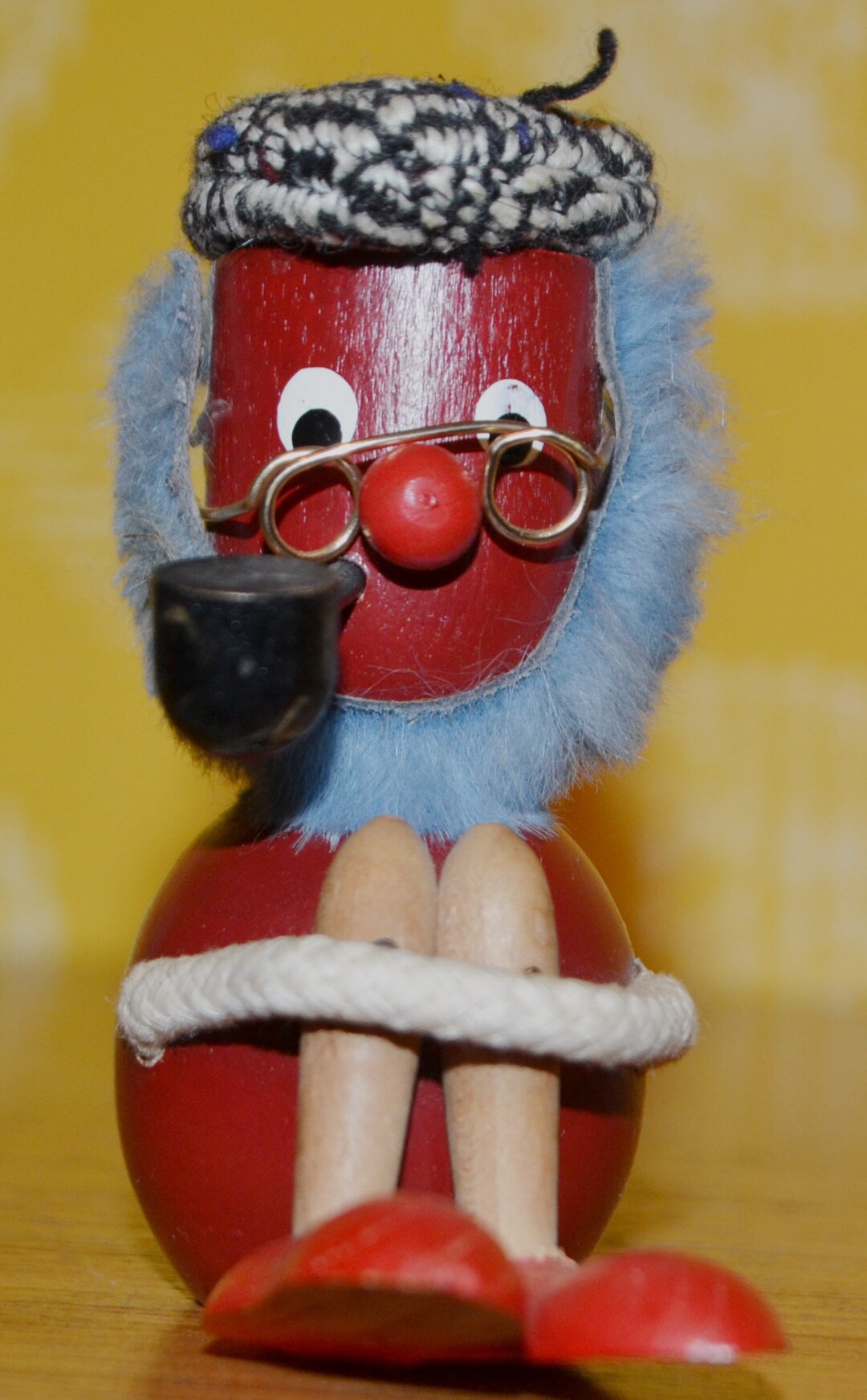 Vintage Wooden Figure Red Professor 70s Seventies Retro Mid Century ...