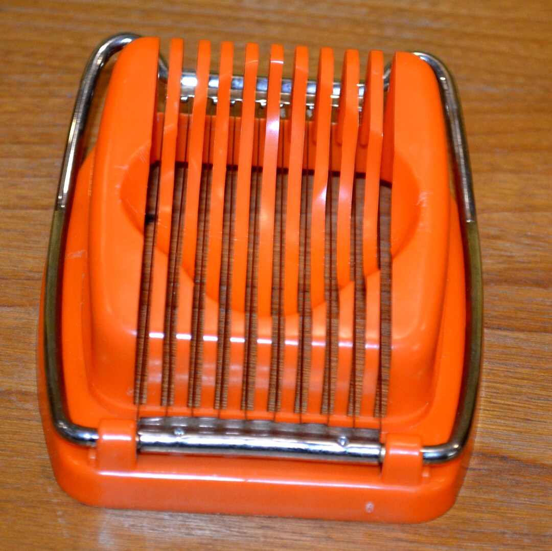 Vintage Egg Cutter Plastic/metal Orange 70s Retro Mid Century Shabby ...