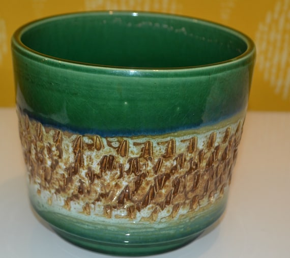 Home & Living Home Décor Vintage Flowerpot 70s Beige Green Seventies ...