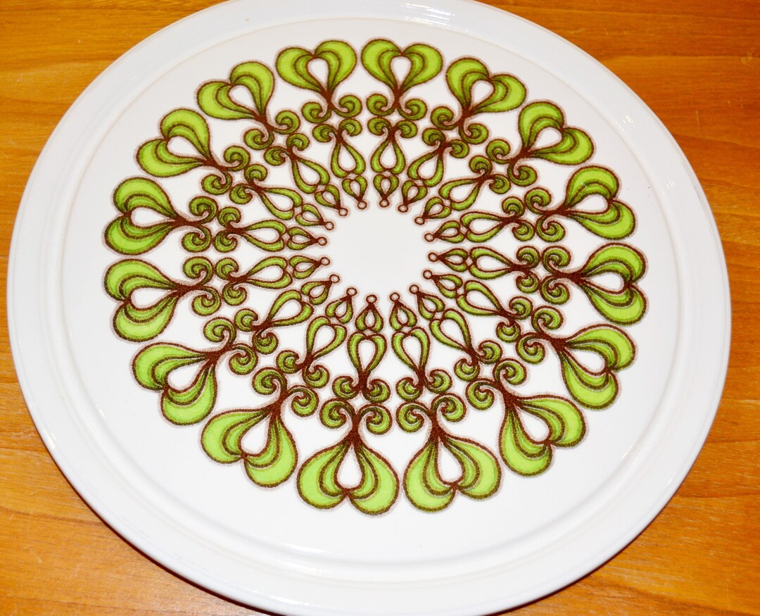 Vintage Cake Plate Cake Plate Cake Plate 70s Colorful Retro Design Mid ...