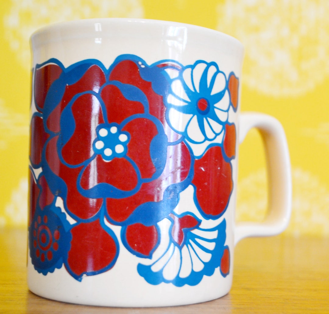 Vintage Mug by Kiln Craft 70s Coffee Mug Flowers Ceramic Mug Retro Mid ...