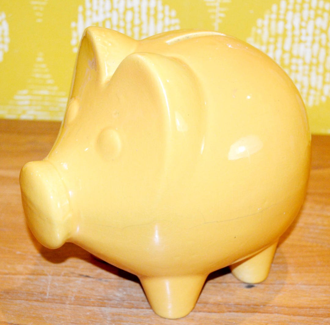 Vintage Money Box Yellow Ceramic Seventies 70s Mid Century Retro Space ...