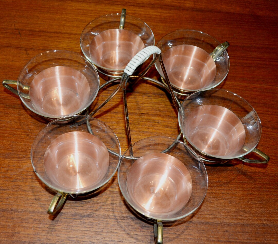 Vintage Tea Glasses Set With Frame Retro Design 60s Tea Mid Century ...