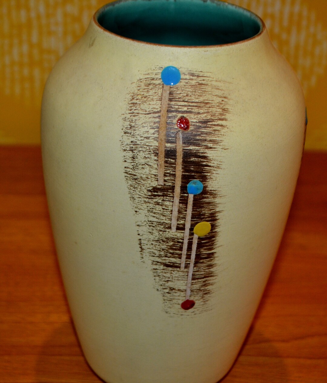 Vintage Ceramic Vase Colorful / Beige Model 611/20 50s Retro Mid ...