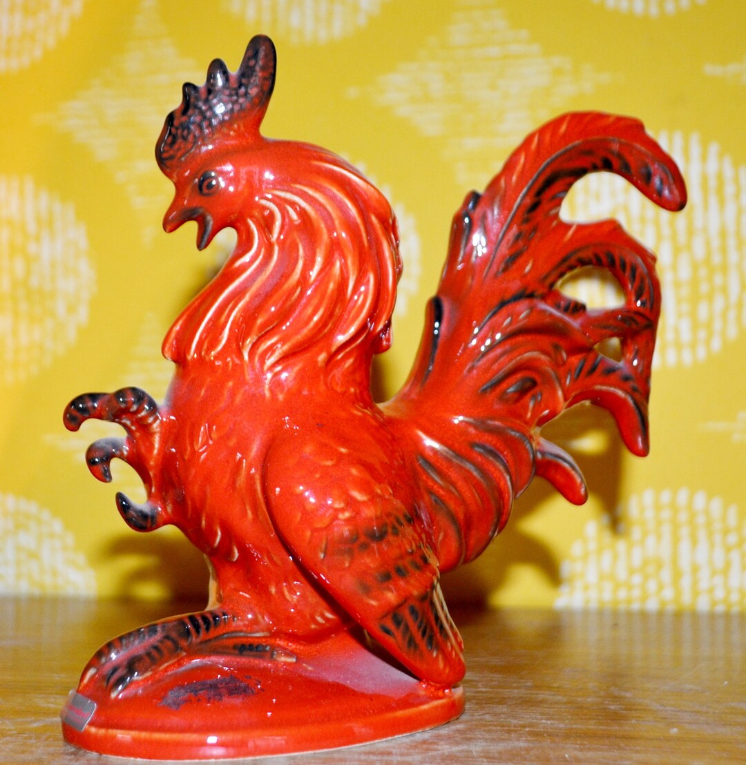 Vintage Figure Ceramic Rooster Red by Cortendorf 70s Mid Century Retro ...