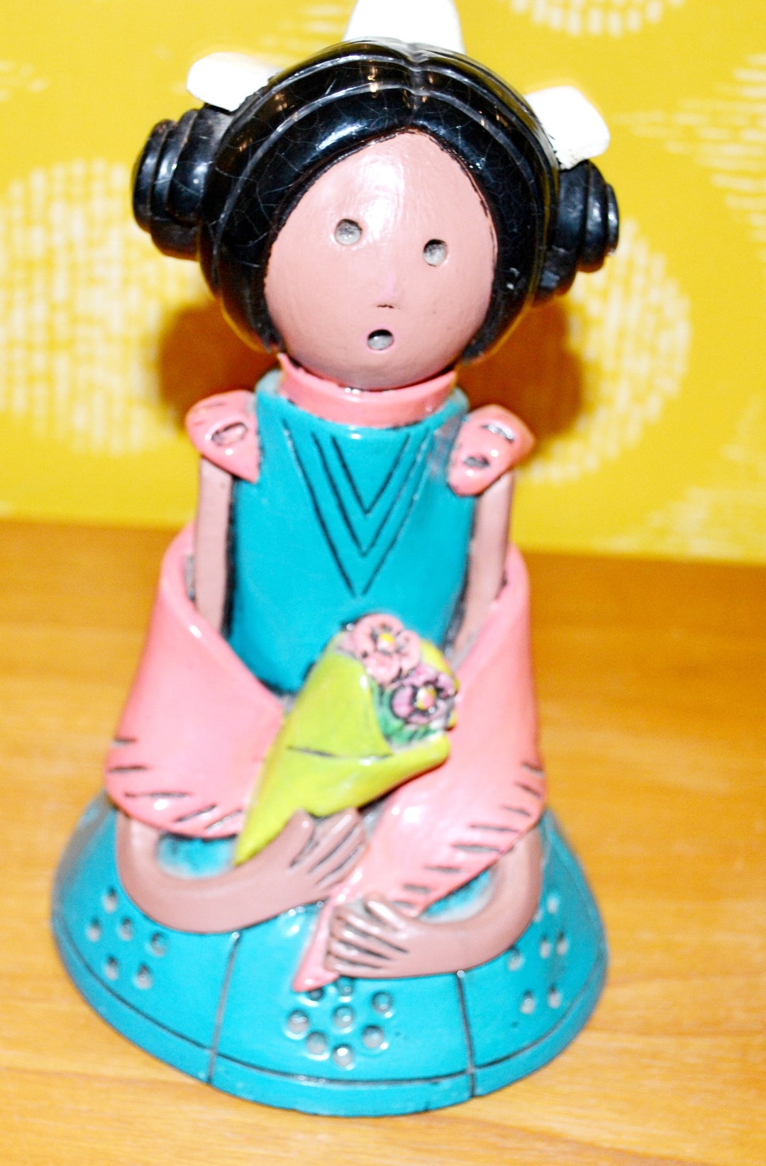 Vintage Ceramic/plaster Figure Spanish Woman Colorful 70s Retro White ...