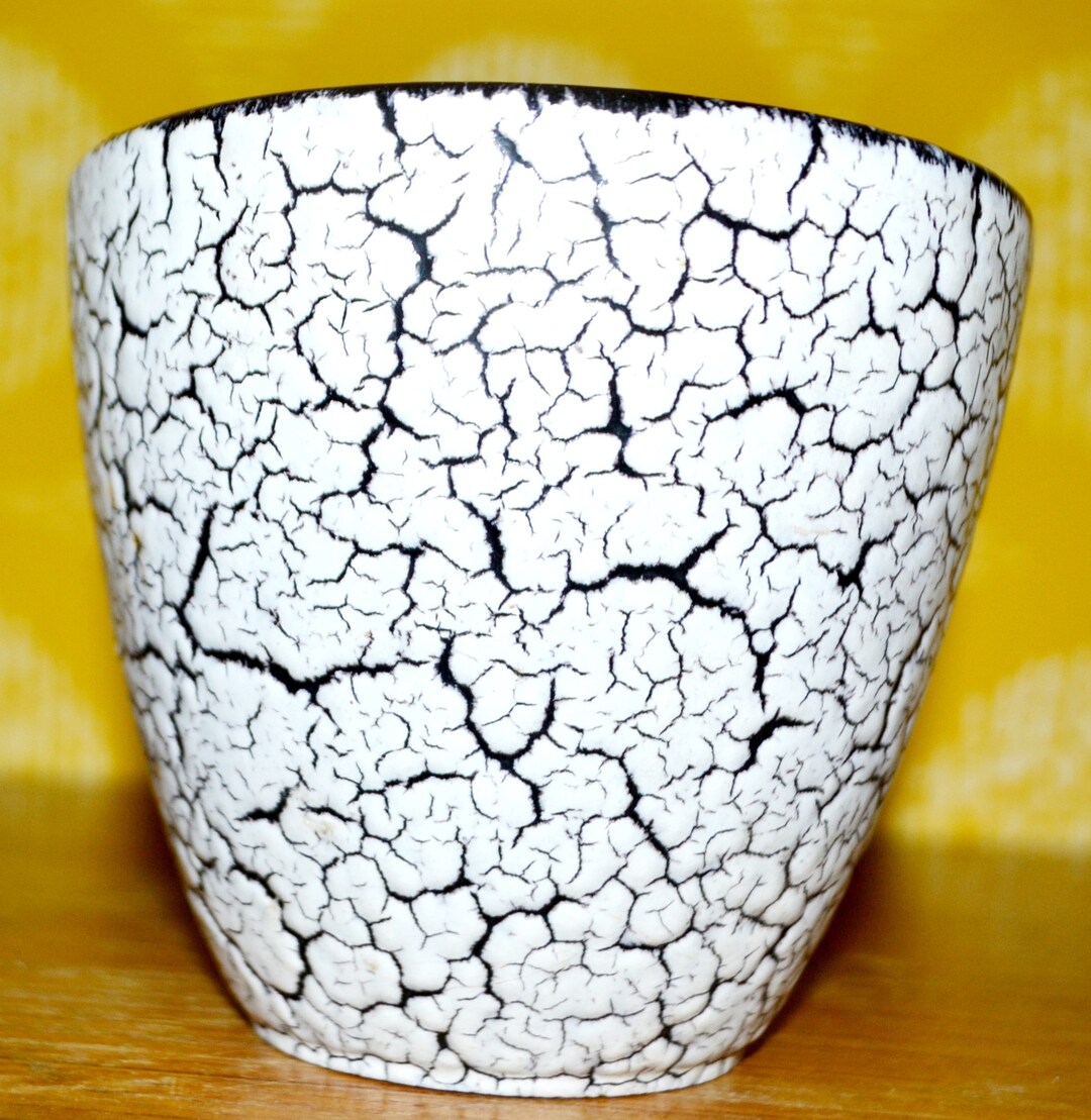 Vintage Flower Pot 50s Retro Rockabilly Grey/black Mid Century Plant ...
