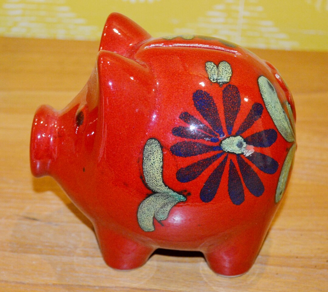 Vintage Money Box Red Ceramic Seventies 70s Mid Century Retro Space Age ...