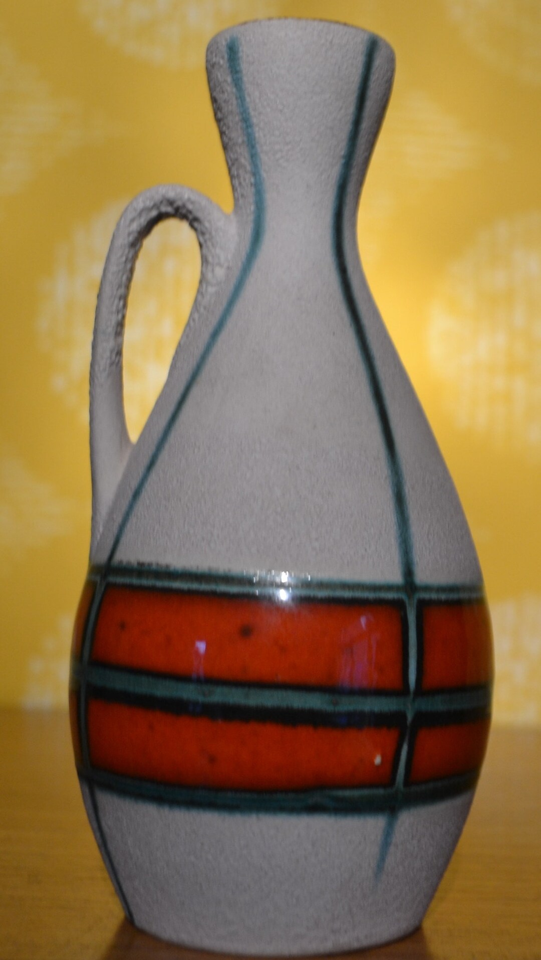 Vintage Ceramic Vase 70S Beige Orange Retro Design Mid Century Space ...