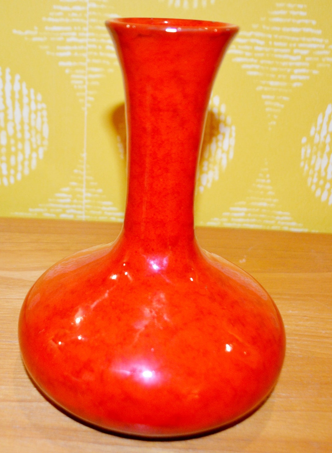 Vintage Ceramic Vase, Red, Made in Italy, 1970s Retro, Mid-century ...