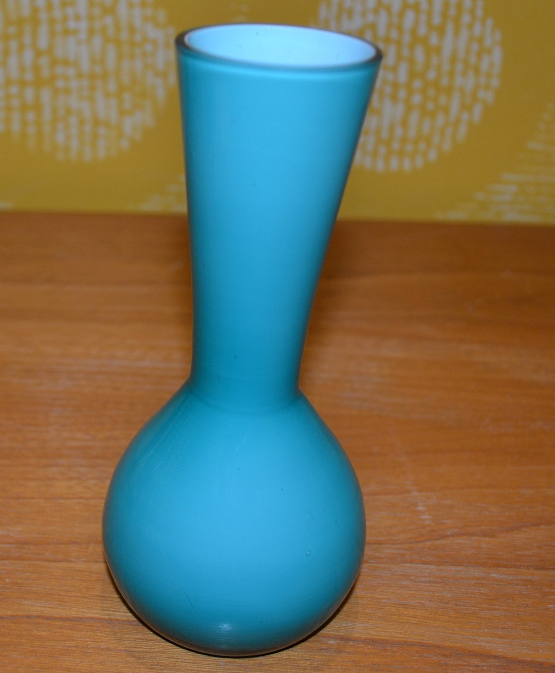 Vintage Glass Overlay Vase 70s Light Blue / White Glass Mid Century ...