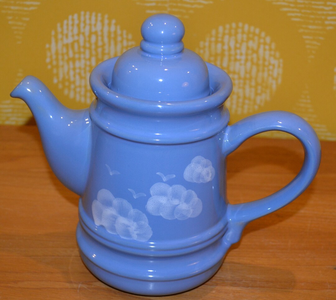 Beautiful Ceramic Vintage Coffee Pot Light Blue/white Clouds 70s ...
