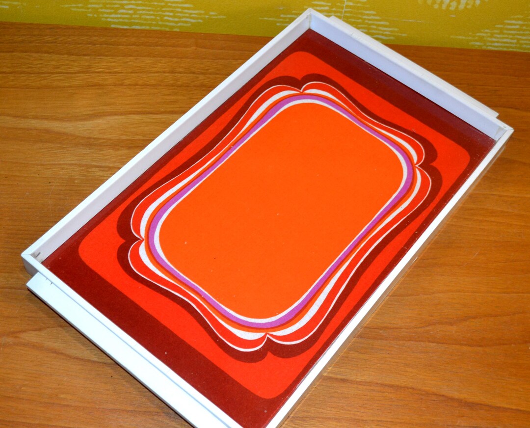 Vintage Wooden Tray With Resopal Plate Colorful 70s Shabby Chic Retro ...