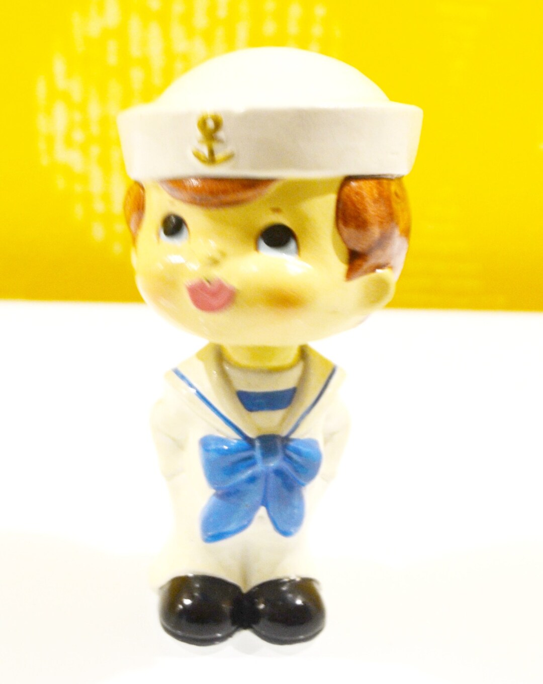 Vintage Figure Sailor Ceramic Blue / White 70s Retro Mid Century Shabby ...