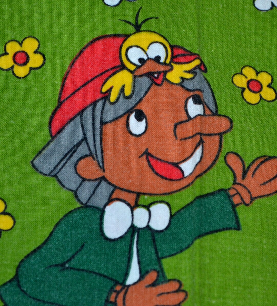 Vintage Fabric Pinocchio Bedding 70s Retro Mid Century Seventies Shabby ...