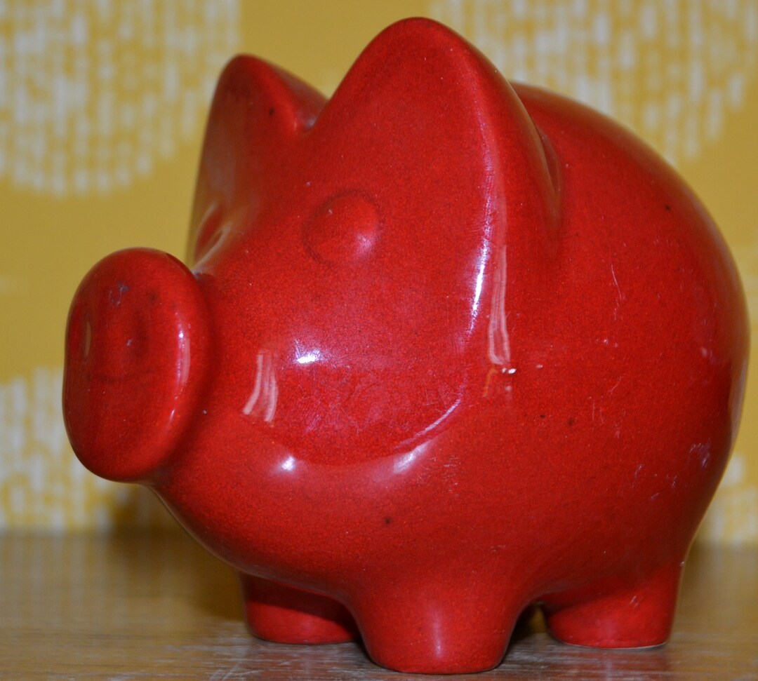Vintage Money Box Red Ceramic Seventies 70s Mid Century Retro Space Age ...