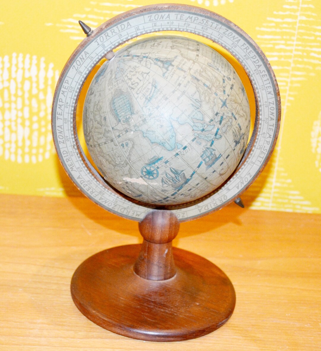 Vintage Table Globe 60s Retro Mid Century Shabby Chic Country Style - Etsy