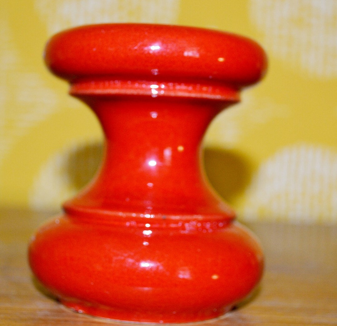 Vintage Ceramic Candlestick, Red, 1970s, Retro, Mid-century, Space Age ...