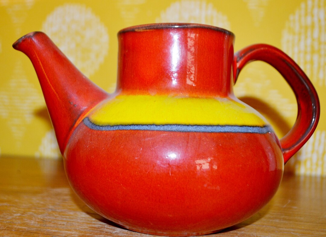 Vintage Crockery Teapot 70s Ceramic Seventies Retro Mid Century Shabby ...
