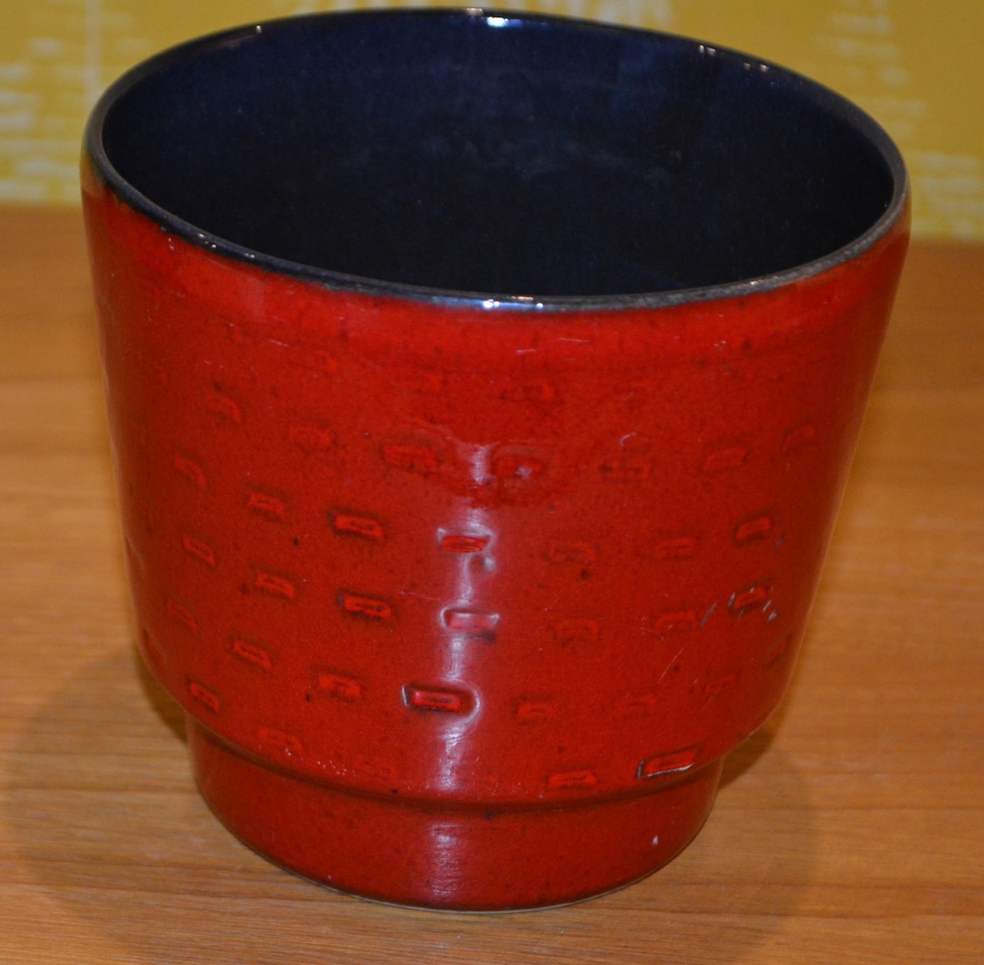 Vintage Small Flowerpot 70s Red Seventies Retro Design Plant Pot Mid ...
