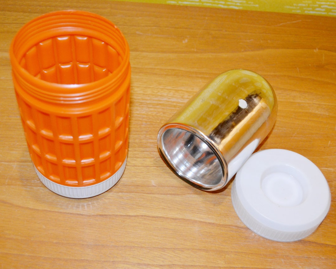 Vintage Vacuum Flask Orange 70s Seventies Retro Mid Century Shabby Chic ...