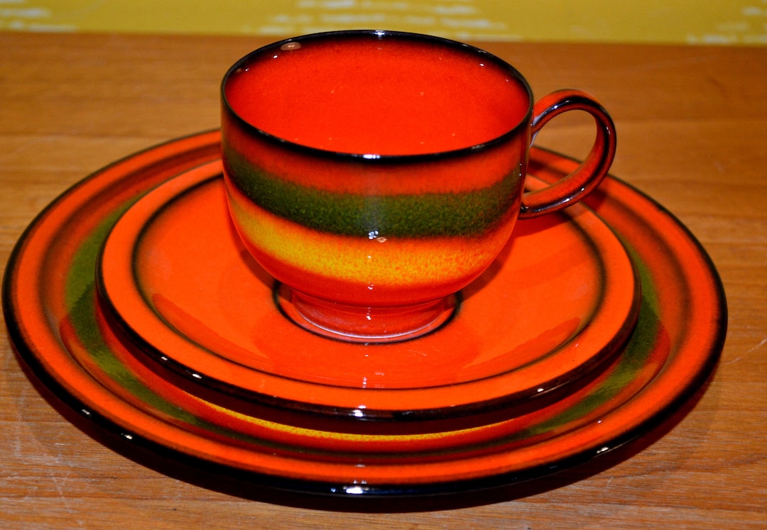 Vintage 3-piece Orange Dinnerware Set by Fürstenberg 677 Form F 25 ...