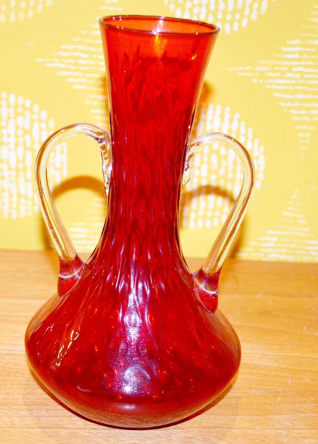 Vintage Glas Vase Rot 70er Jahre Space Age WGK WGP Retro Mid Century ...