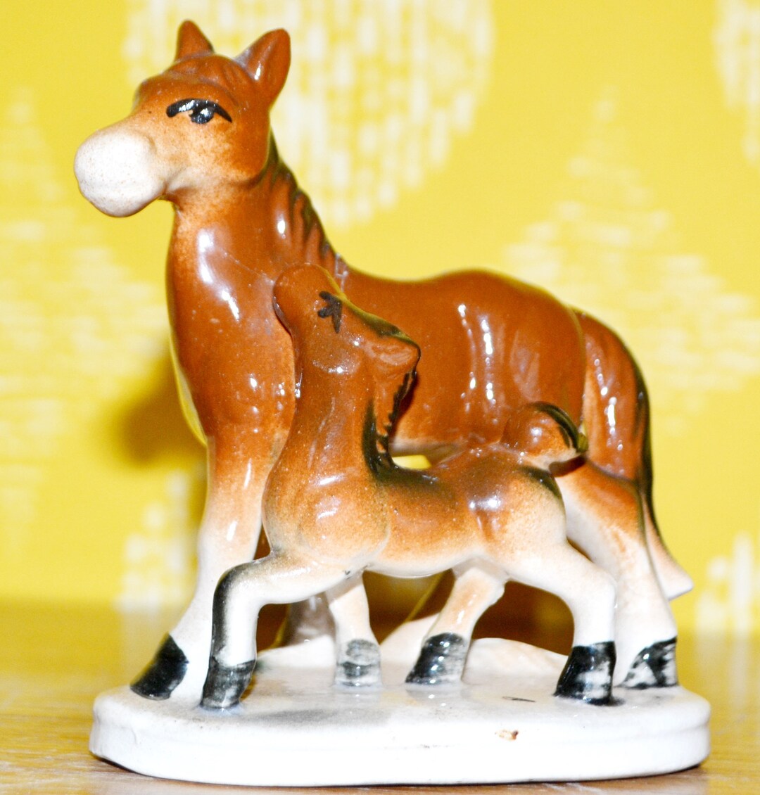 Vintage Small Porcelain Figurine Horses 50s Retro Design Retro Mid ...
