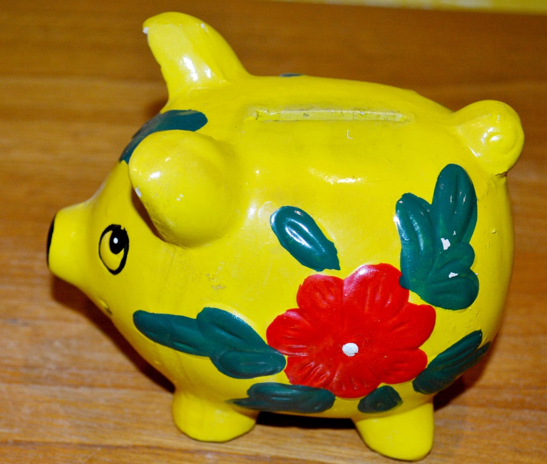 Vintage Yellow/red Ceramic Money Box, Seventies, 70s, Mid Century ...