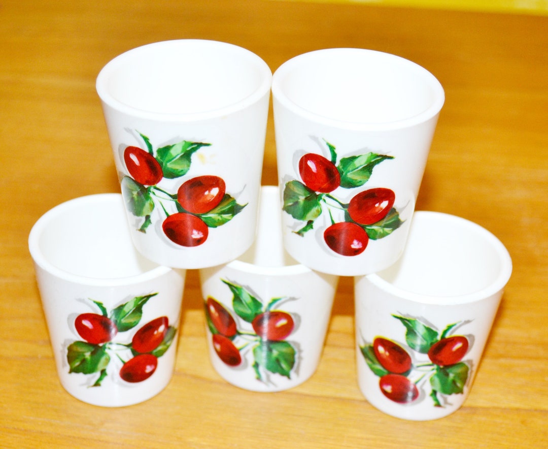Vintage Egg Cups White/red Plastic 50s Retro Mid Century Shabby Chic ...