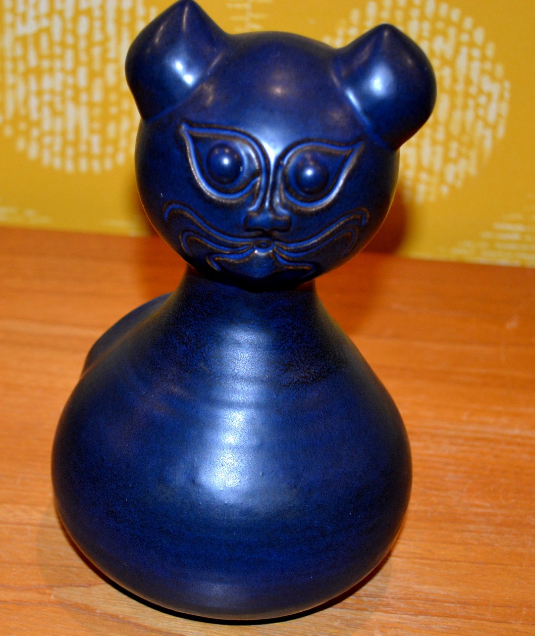 Vintage Ceramic Money Box Cat Blue Made in Italy Collectible Mid ...