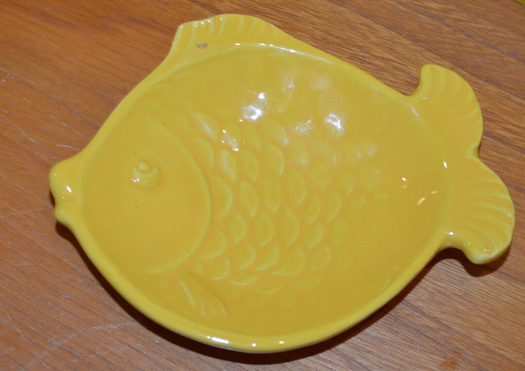 Vintage Ceramic Serving Dish, Yellow Fish, 1970s, Mid-century Retro ...