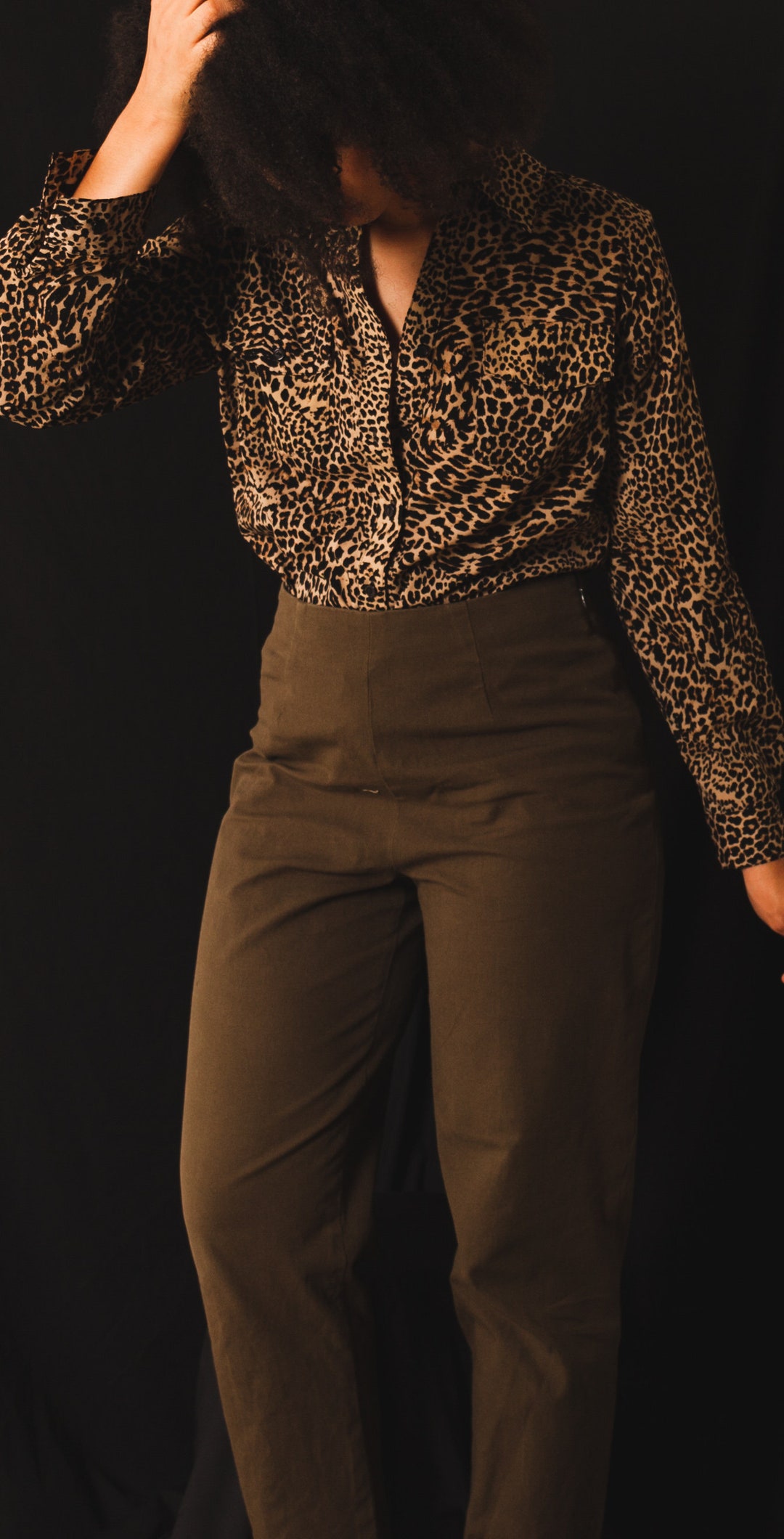 Olive High-waisted Slacks - Etsy