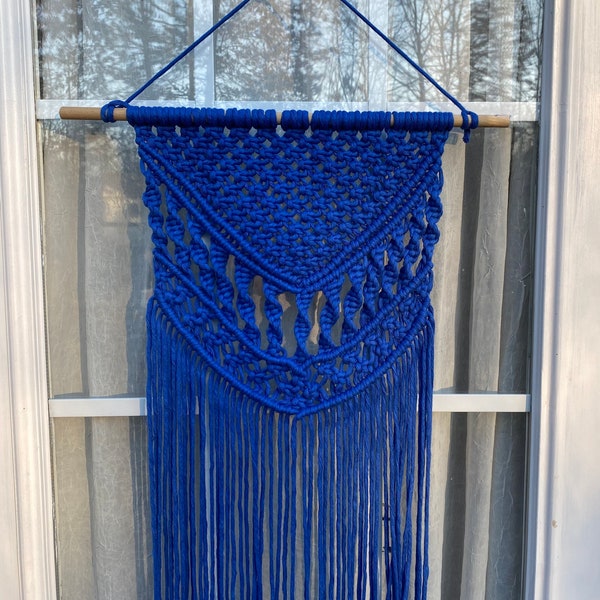 Blue Macrame Wall Hanging - Etsy