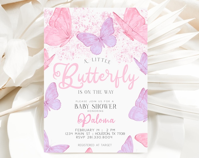 Editable Butterfly Baby Shower Invite A Little Butterfly is on the Way ...