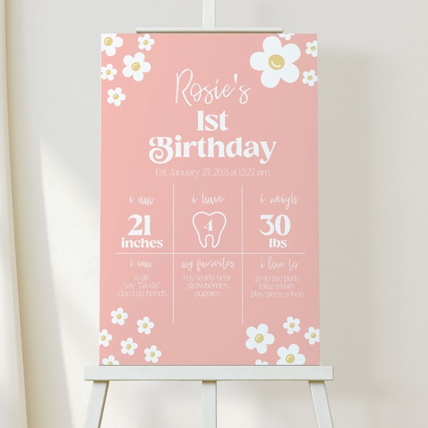 Editable Daisy Birthday Sign Favors Table Sign Daisy Party Decor Flower ...