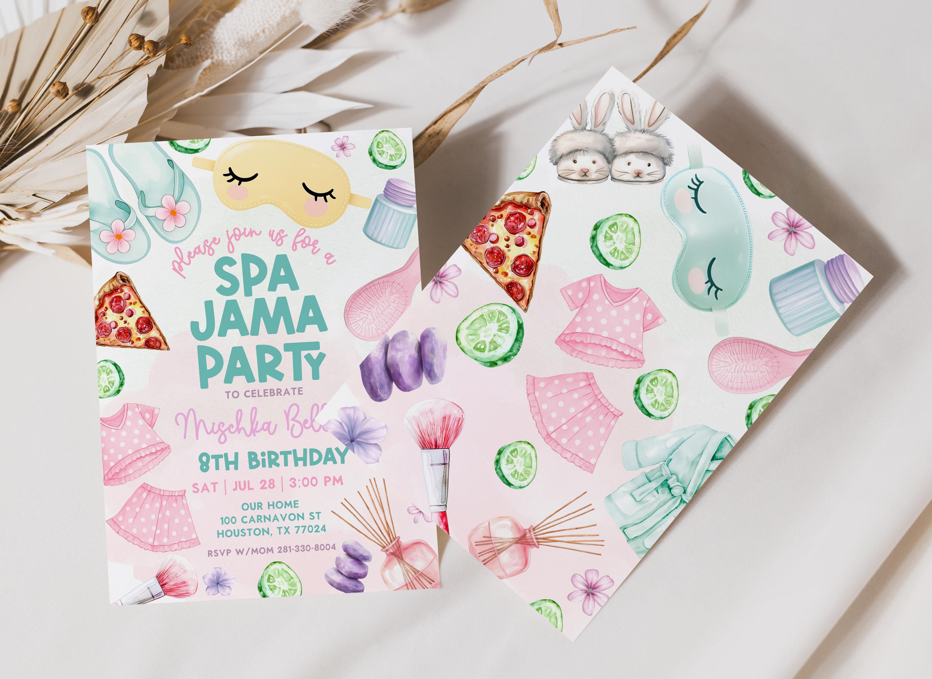 Spa Jama Birthday Invitation, Girls Spa Birthday, Spa Party Invitation ...
