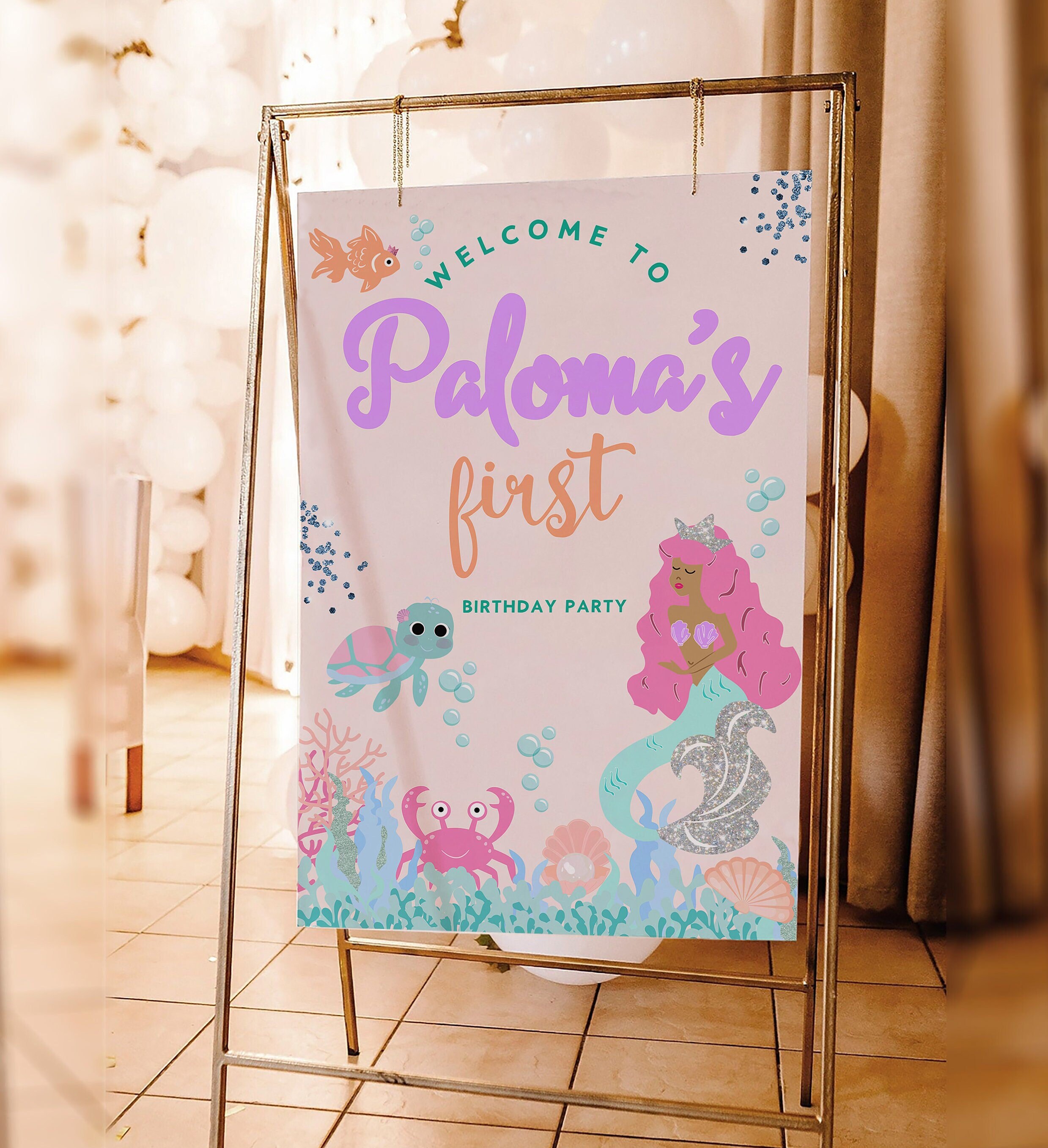 Editable Mermaid Welcome Sign, Mermaid Party Welcome Poster, Birthday ...