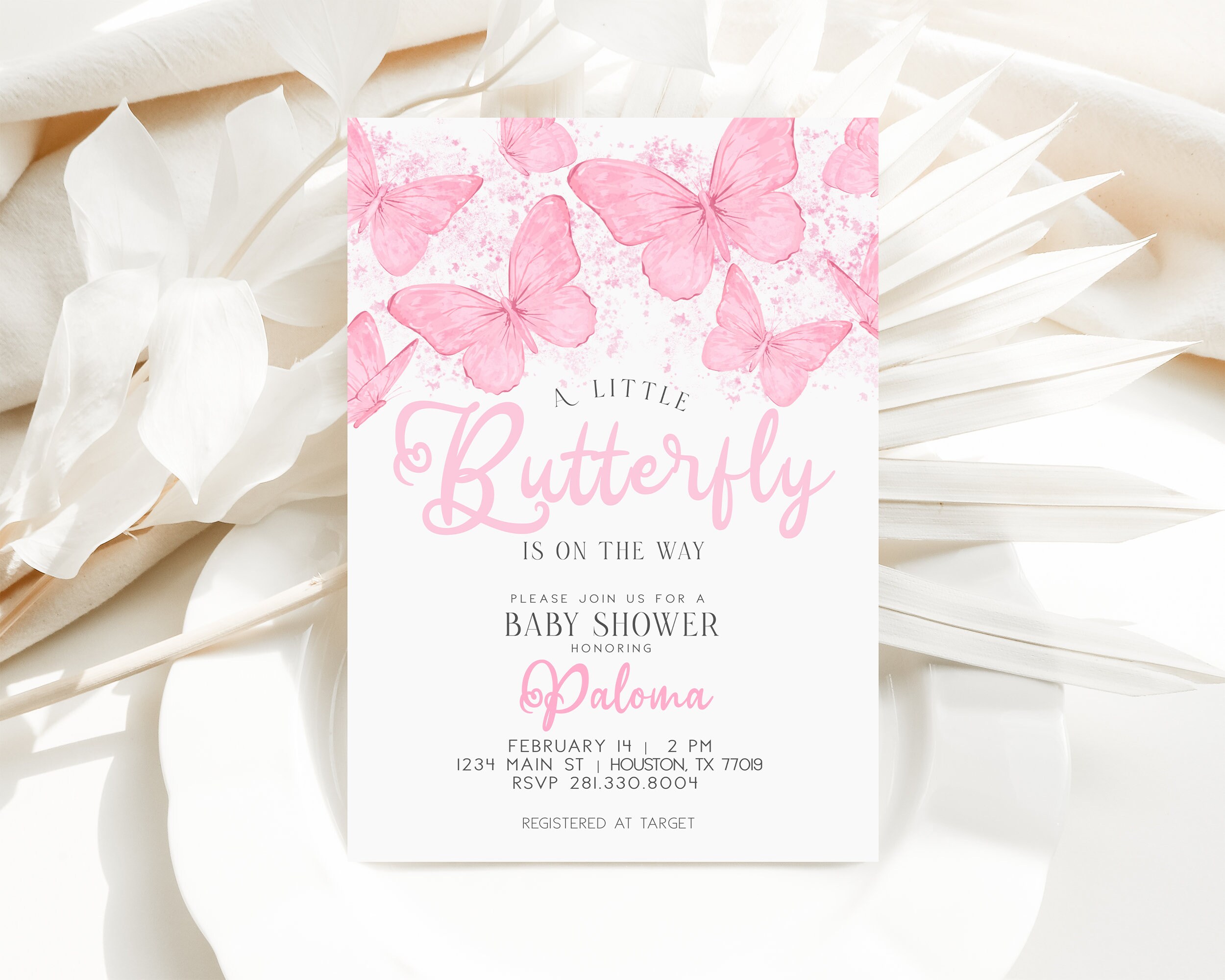 Editable Butterfly Baby Shower Evite | A Little Butterfly is on the Way ...