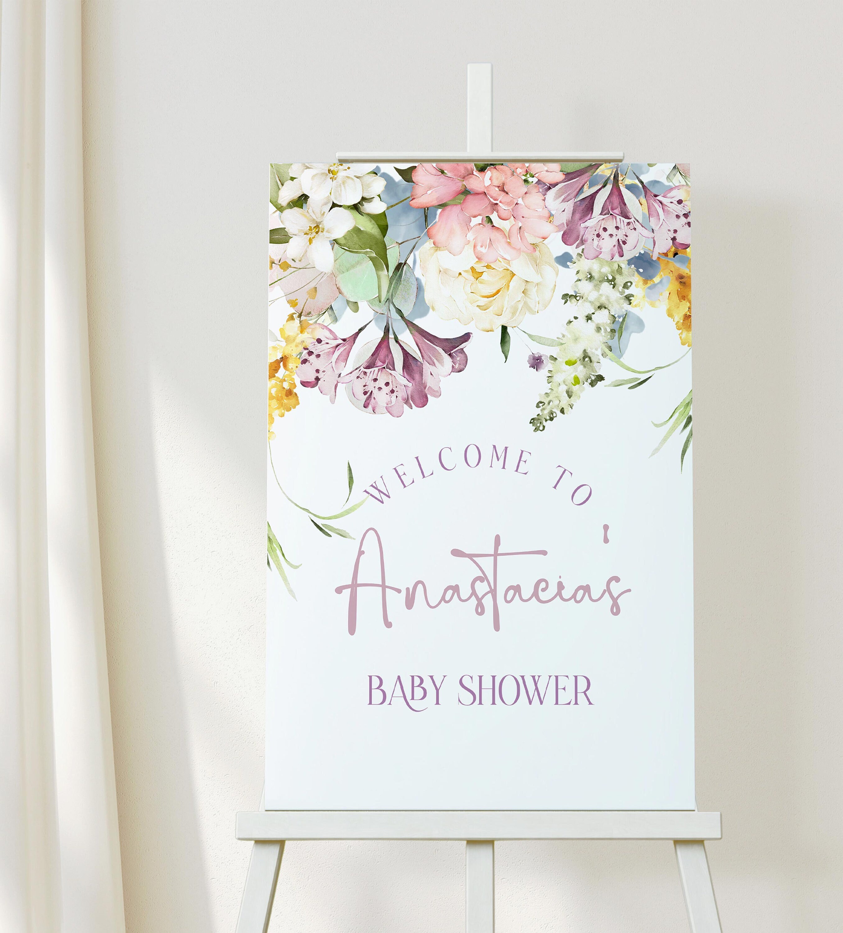 Baby in Bloom Baby Shower Welcome Sign | Editable Floral | 24 X 36 ...