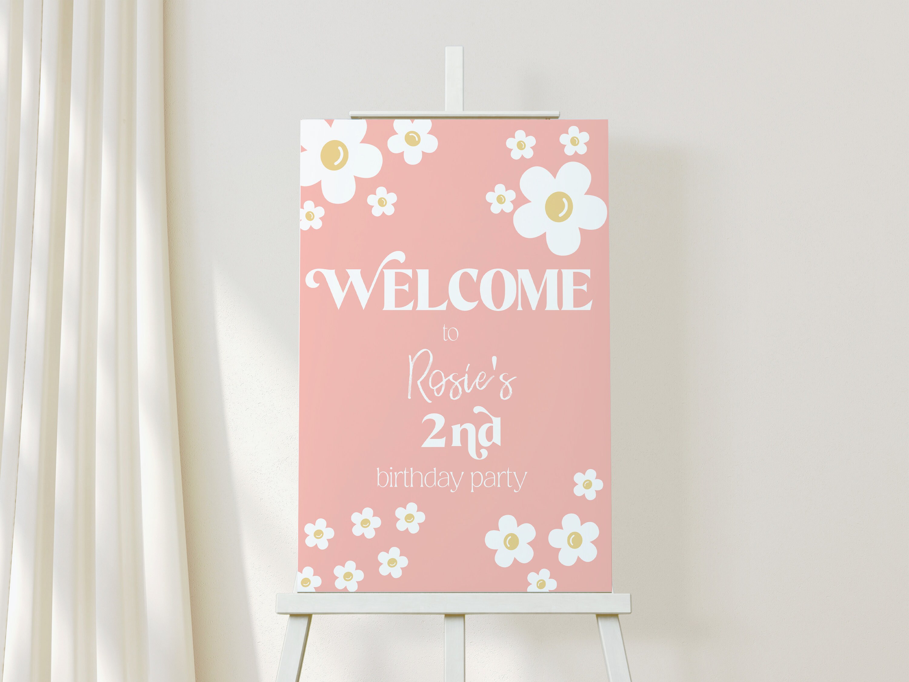Editable Daisy Birthday Party Welcome Sign Daisy Birthday Welcome ...