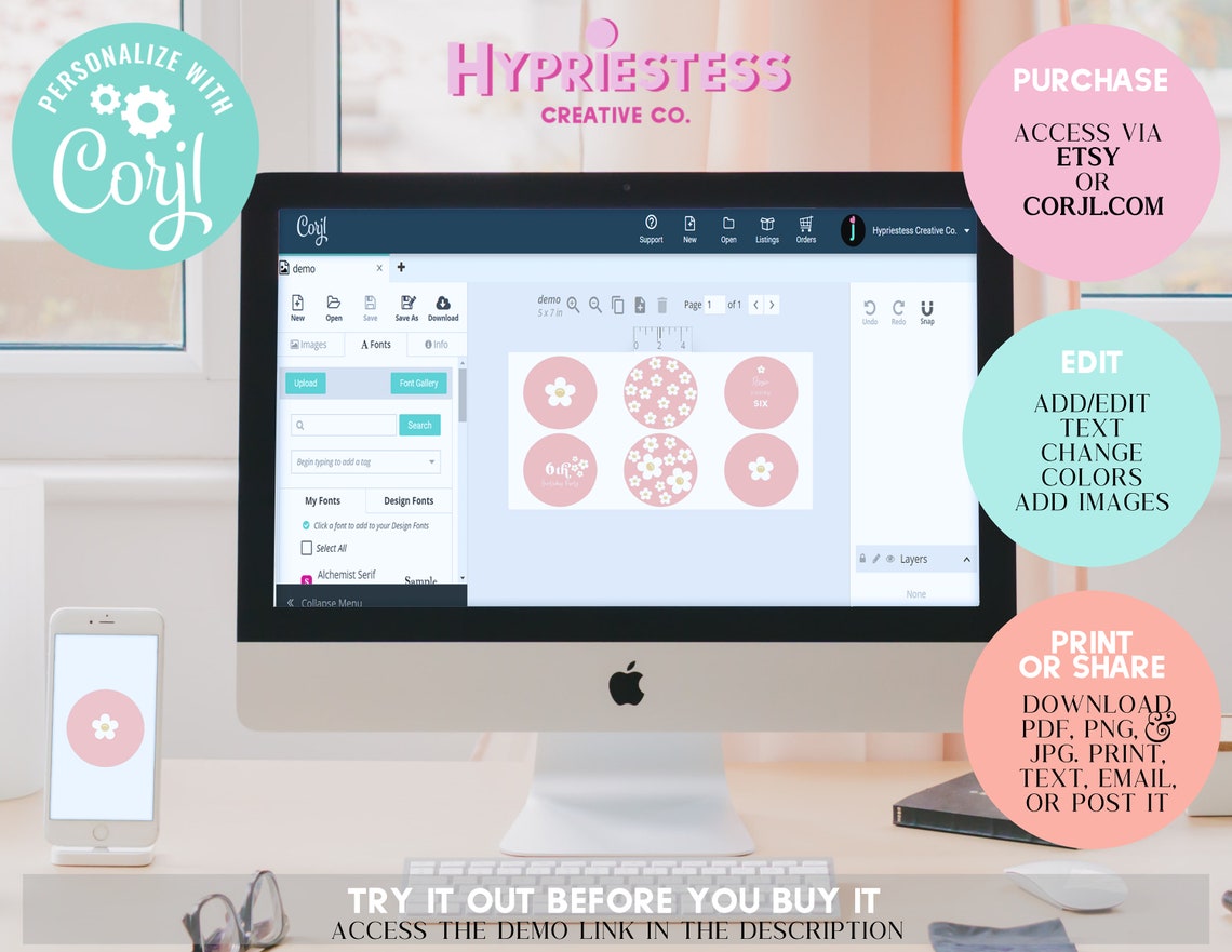 Editable Daisy Cupcake Toppers | Daisy Birthday Décor | Round or Square ...