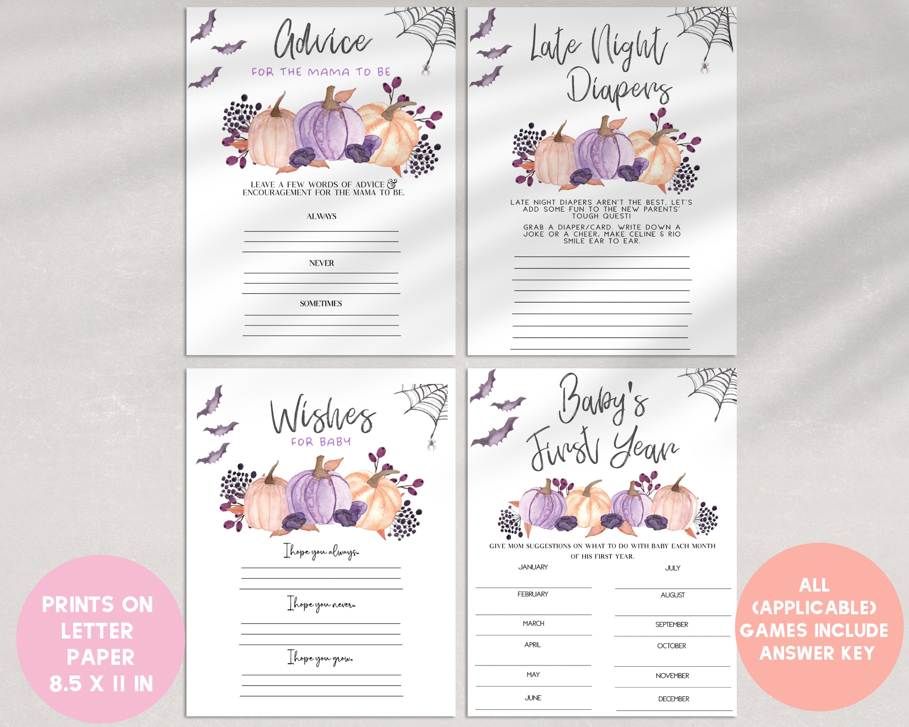 Editable Halloween Baby Shower Game Bundle A Little Boo Baby - Etsy