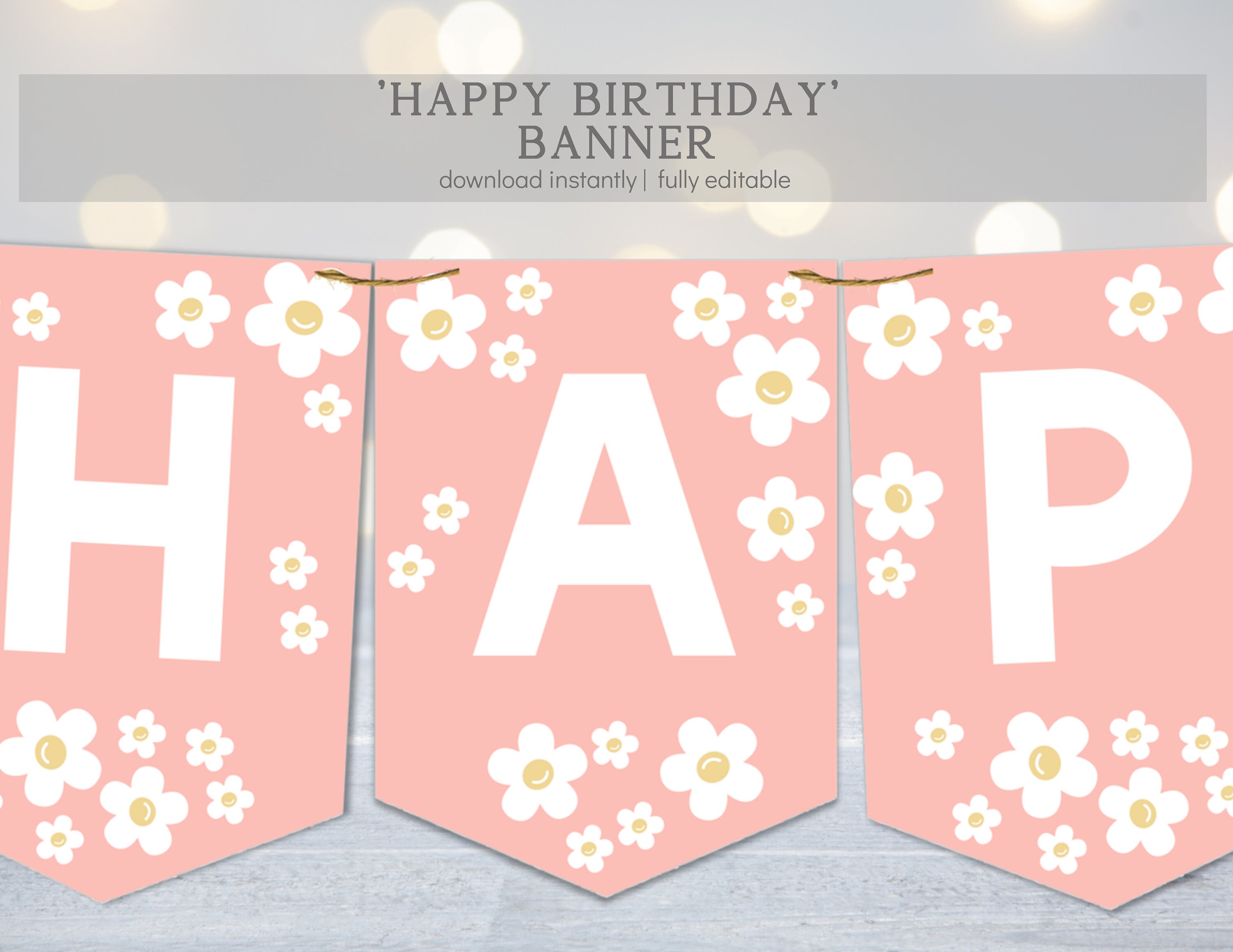 Editable Daisy Birthday Party Banner Daisy Party Backdrop Flowers ...