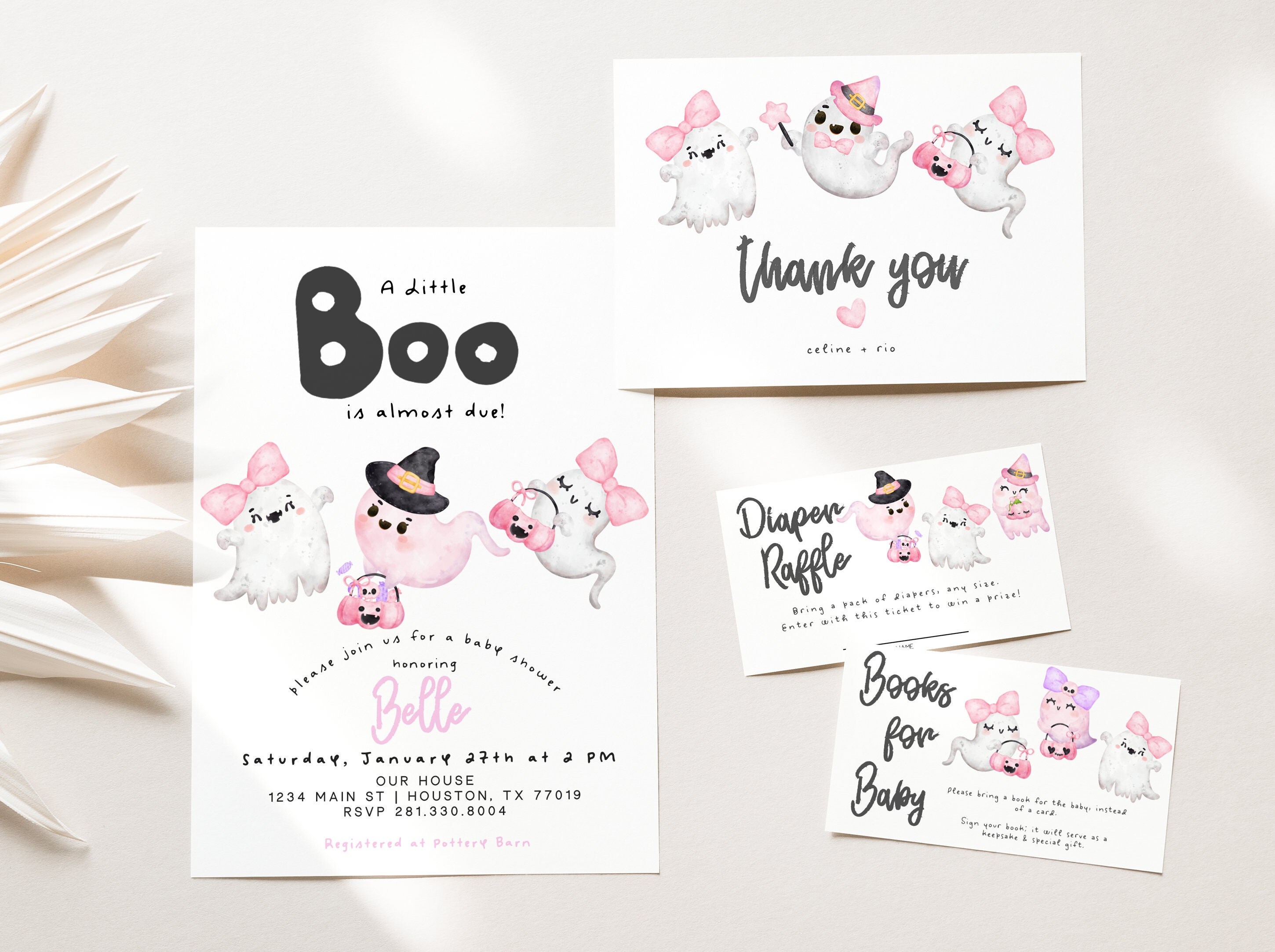 Editable Halloween Baby Shower Invite Bundle A Little Boo Baby Shower ...