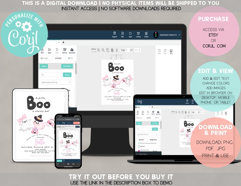 Editable Halloween Baby Shower Invite Bundle A Little Boo Baby Shower ...