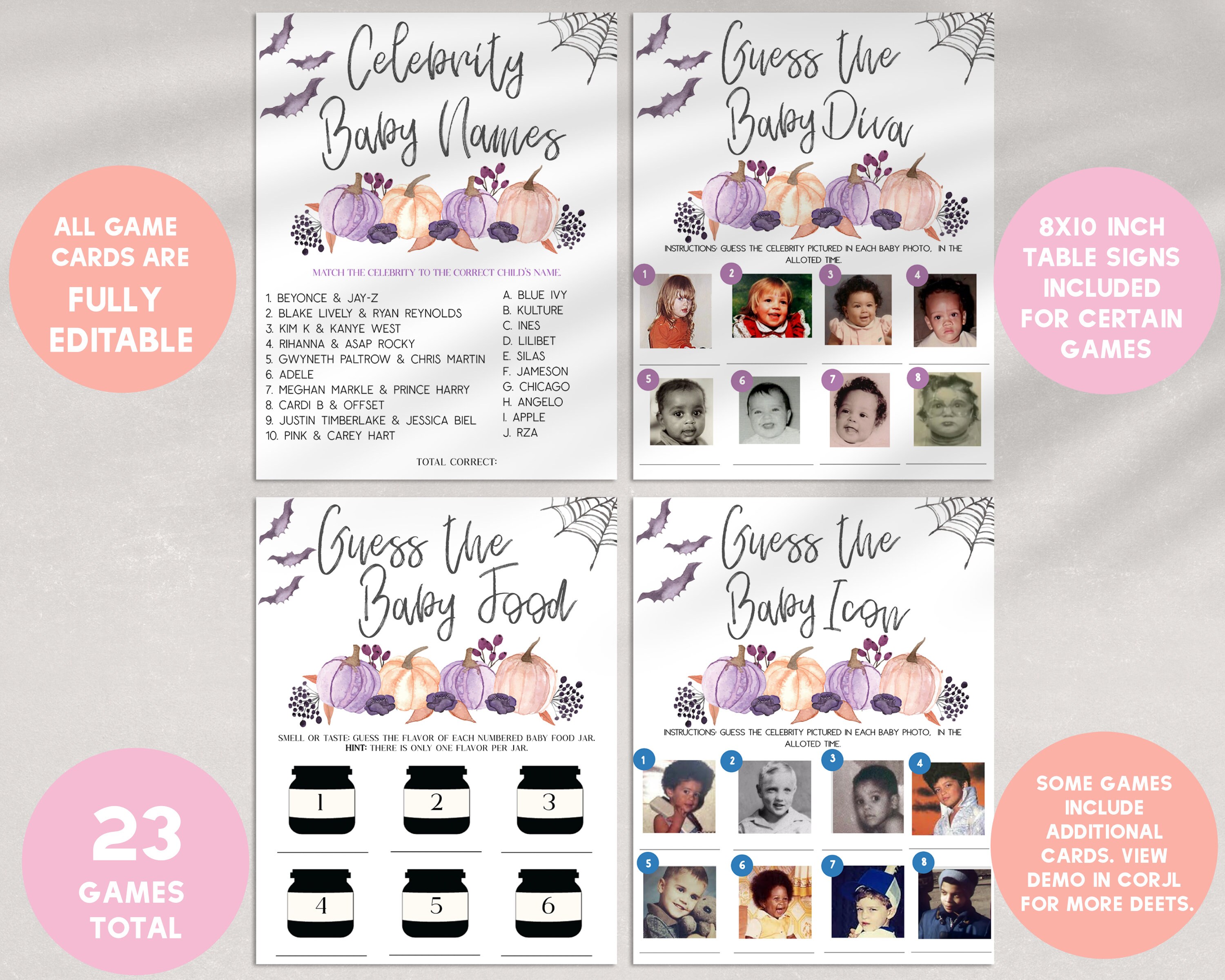 Editable Halloween Baby Shower Game Bundle A Little Boo Baby - Etsy