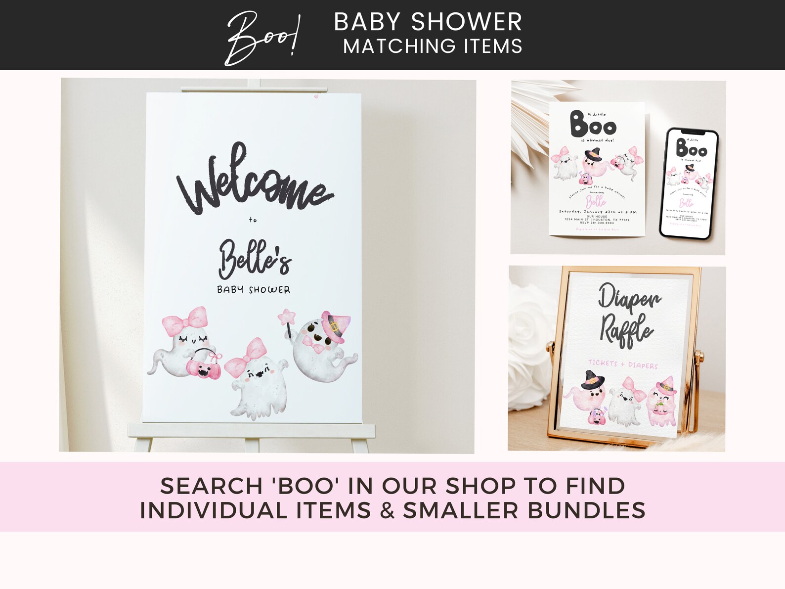 Editable Halloween Baby Shower Invite Bundle A Little Boo Baby Shower ...